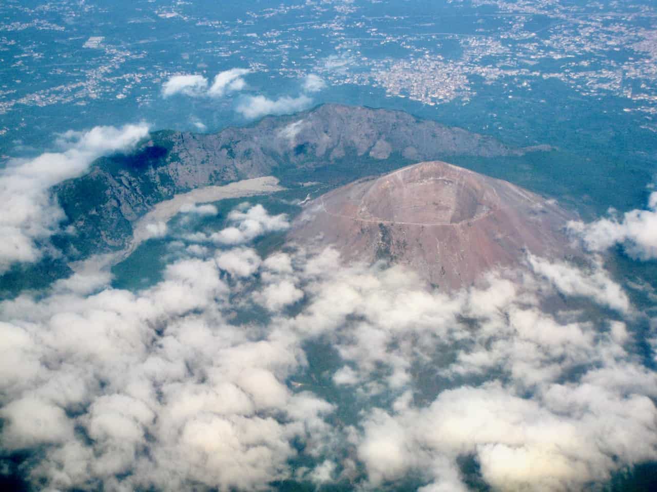 An incredible view of Mt. Vesuvius from a plane window