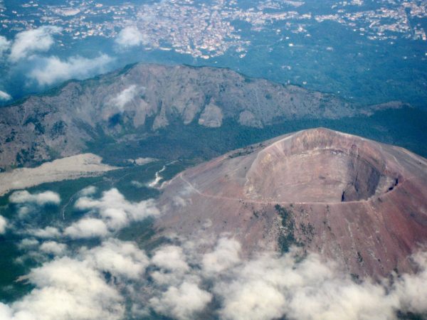 An incredible view of Mt. Vesuvius from a plane window