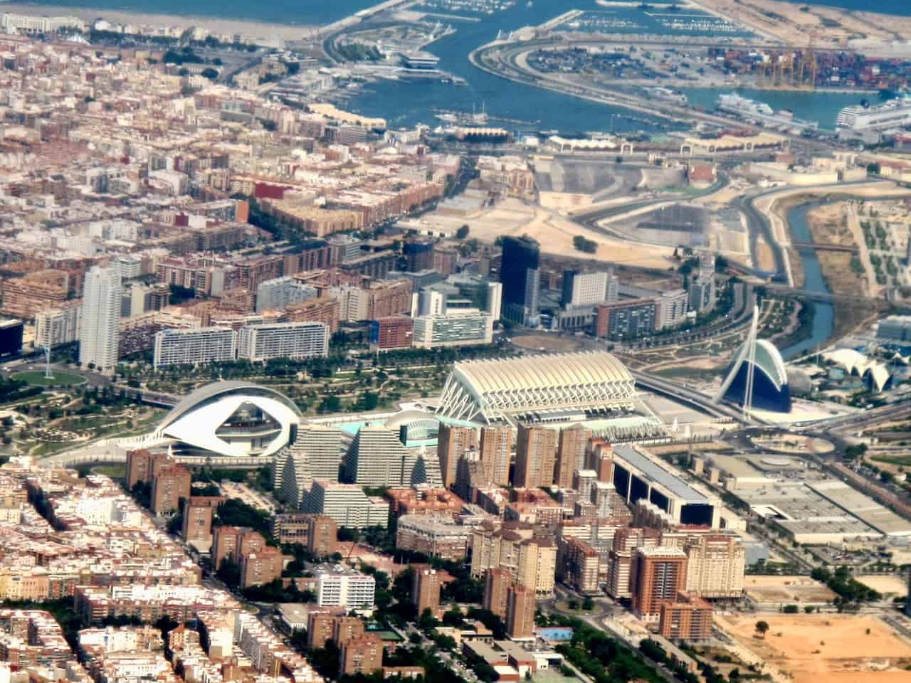 View of Valencia from a plane window.