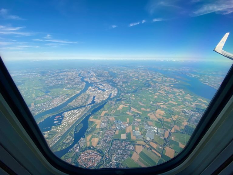 Aerial view of Rotterdam from a plane window | Velvet Escape