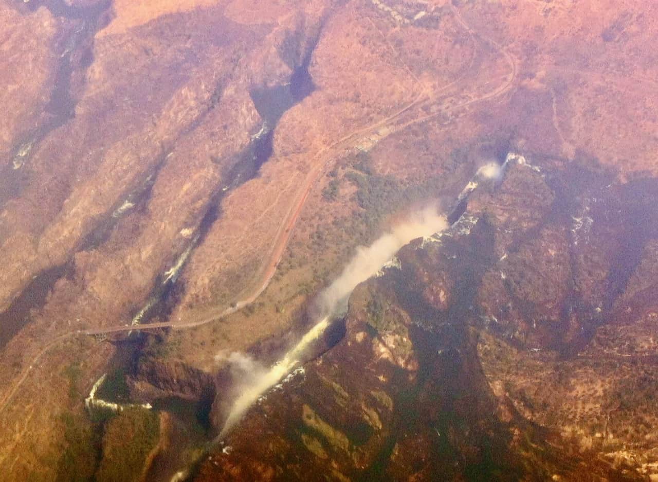 Aerial view of the Victoria Falls from a plane window | Velvet Escape