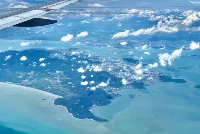 Beautiful view of Penang Island from a plane window