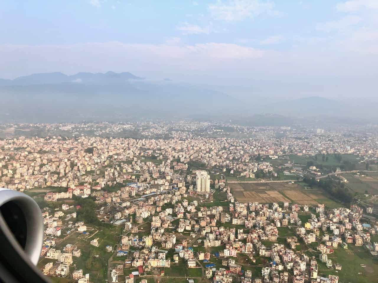 Aerial view of Kathmandu from a plane window | Velvet Escape
