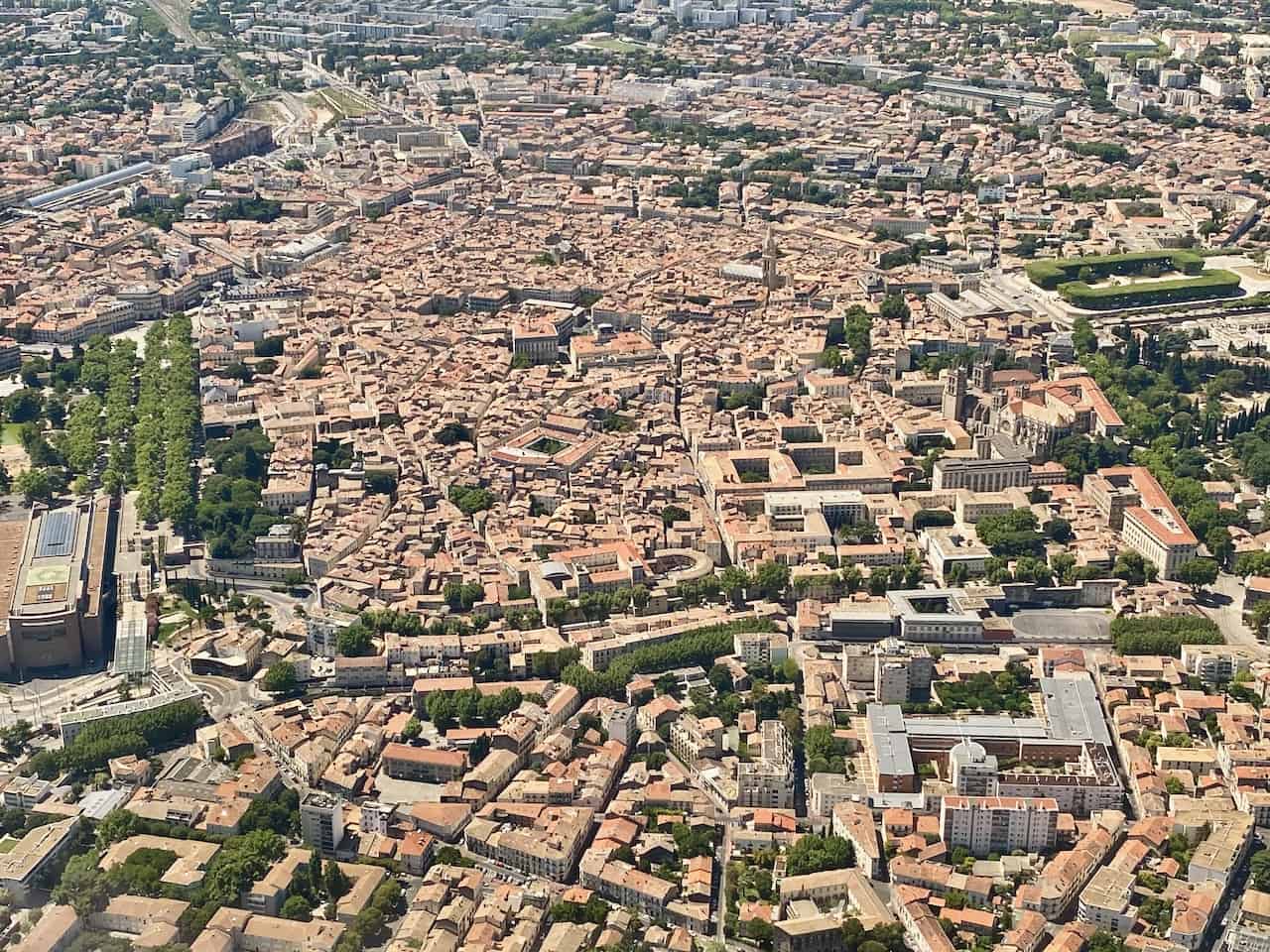 Aerial view of Montpellier from a plane window | Velvet Escape