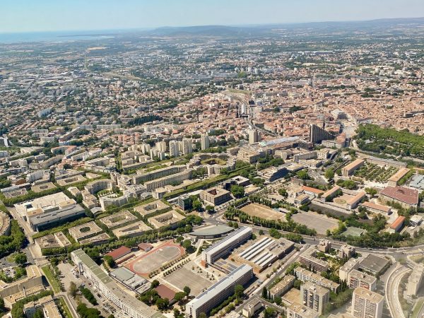 Aerial view of Montpellier from a plane window | Velvet Escape