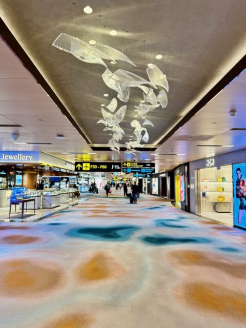 Changi Airport design: the colourful carpets | Velvet Escape