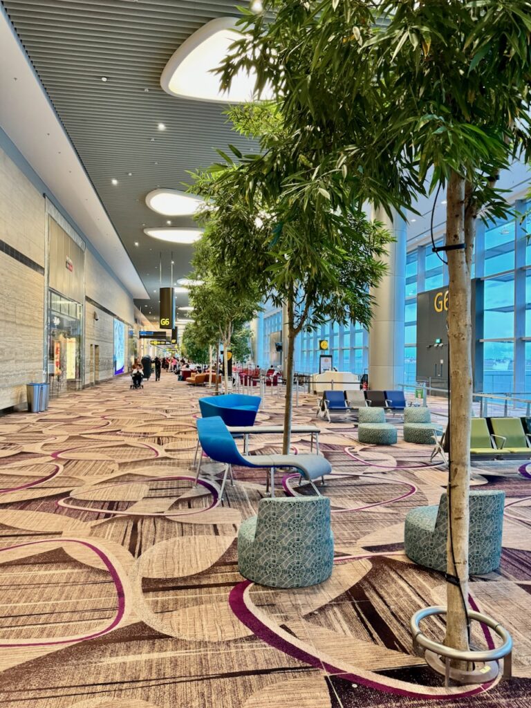 Changi Airport design: the colourful carpets | Velvet Escape