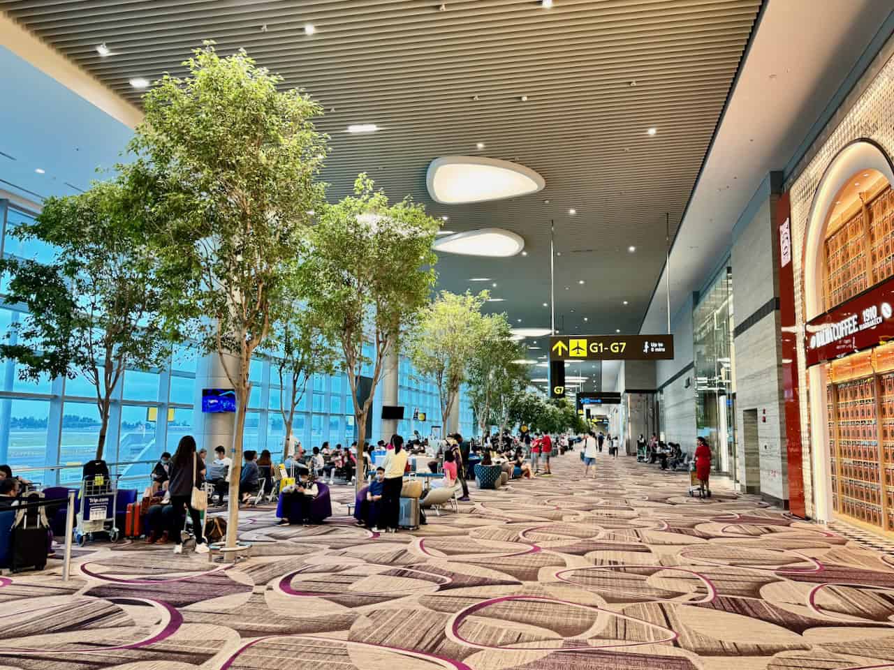 Changi Airport design: the colourful carpets | Velvet Escape